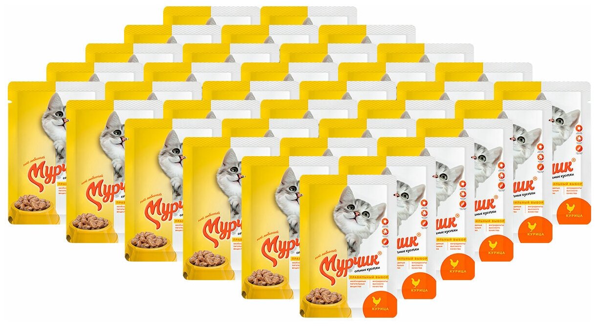 Мурчик для взрослых кошек с курицей (75 гр х 35 шт)