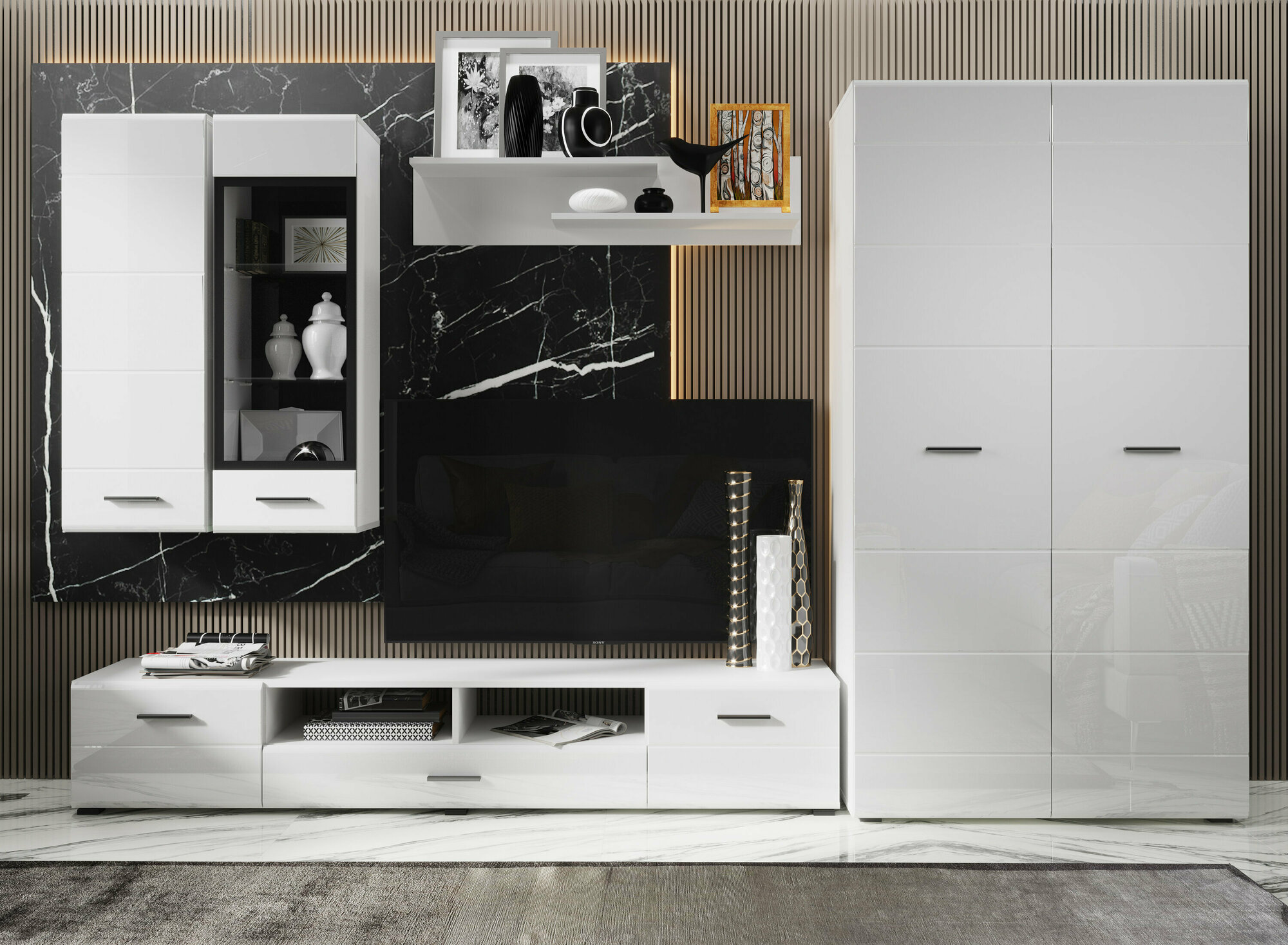 Комплект мебели в гостиную, GLOSS 2.3; 300 х189х56 см, (ШхВхГ)