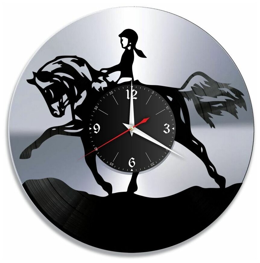 Часы из винила Redlaser "Конный спорт, наездник на коне" VW-10522-2