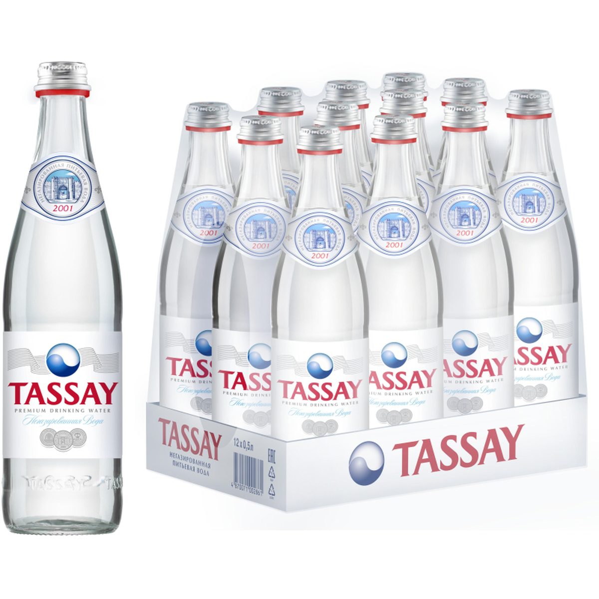 Вода питьевая Tassay негазированная стекло 0,5л (1966438), 12шт.