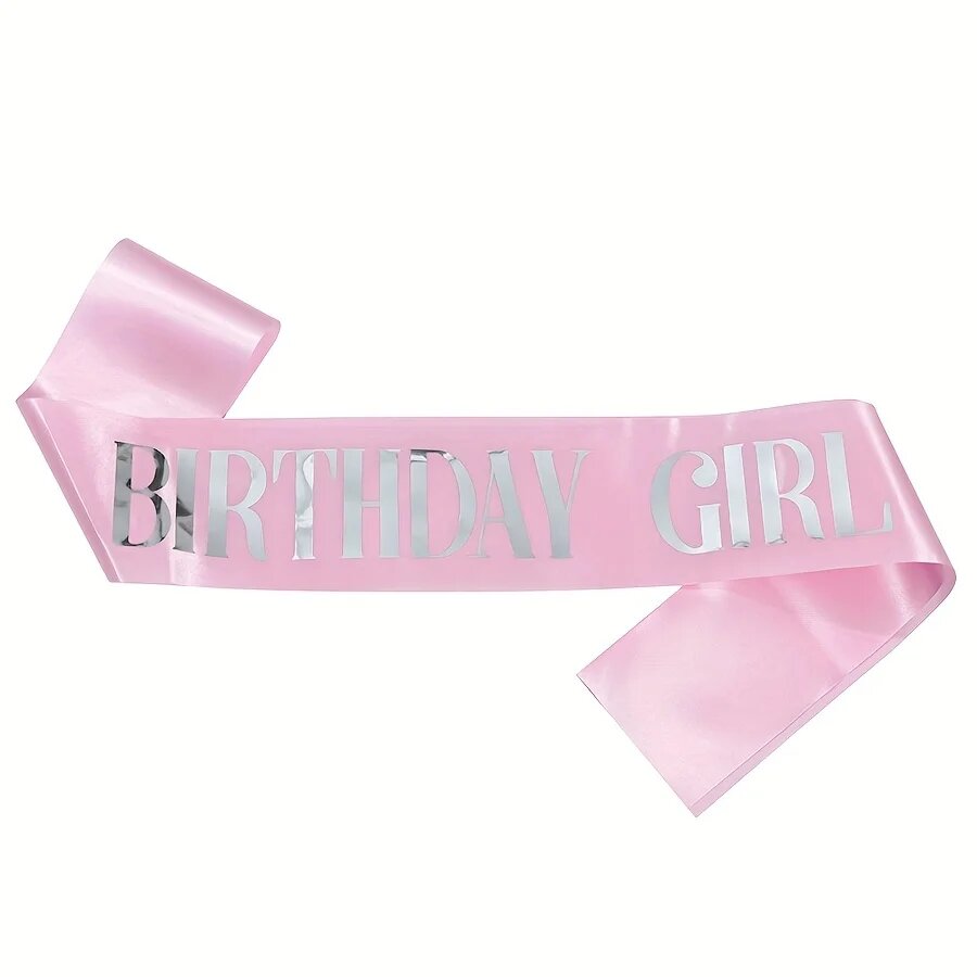 Золотая лента для праздника "С днем рождения" Pink Silver