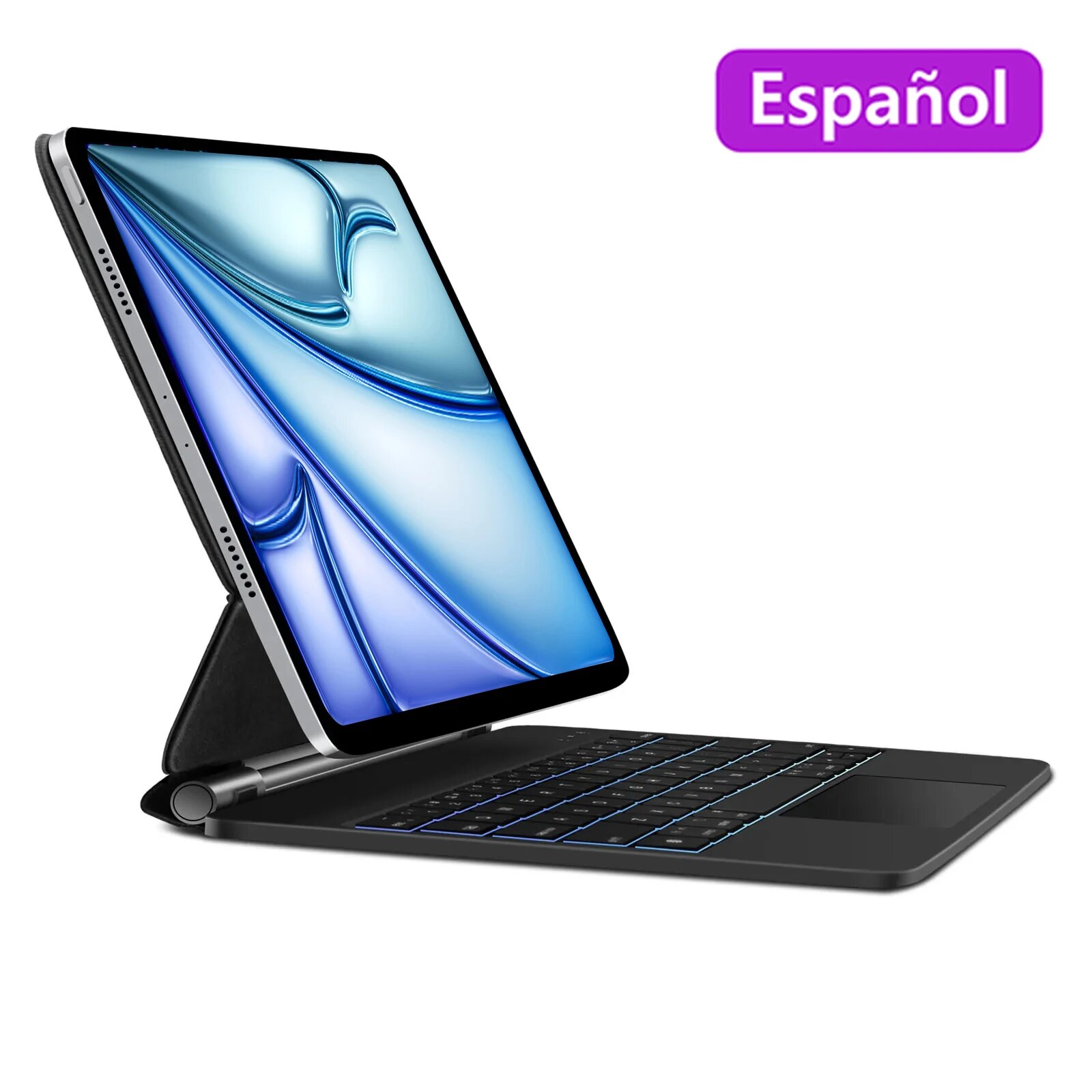 GOOJODOQ Чехол-клавиатура для iPad Pro 13/11 дюймов и iPad Air 5/4 Air 6 11 inch 2024, Spanish Black