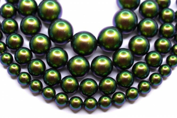 Жемчуг Swarovski 5810 #946 12мм Crystal Scarabaeus Green Pearl, 5810-12-946, 1шт