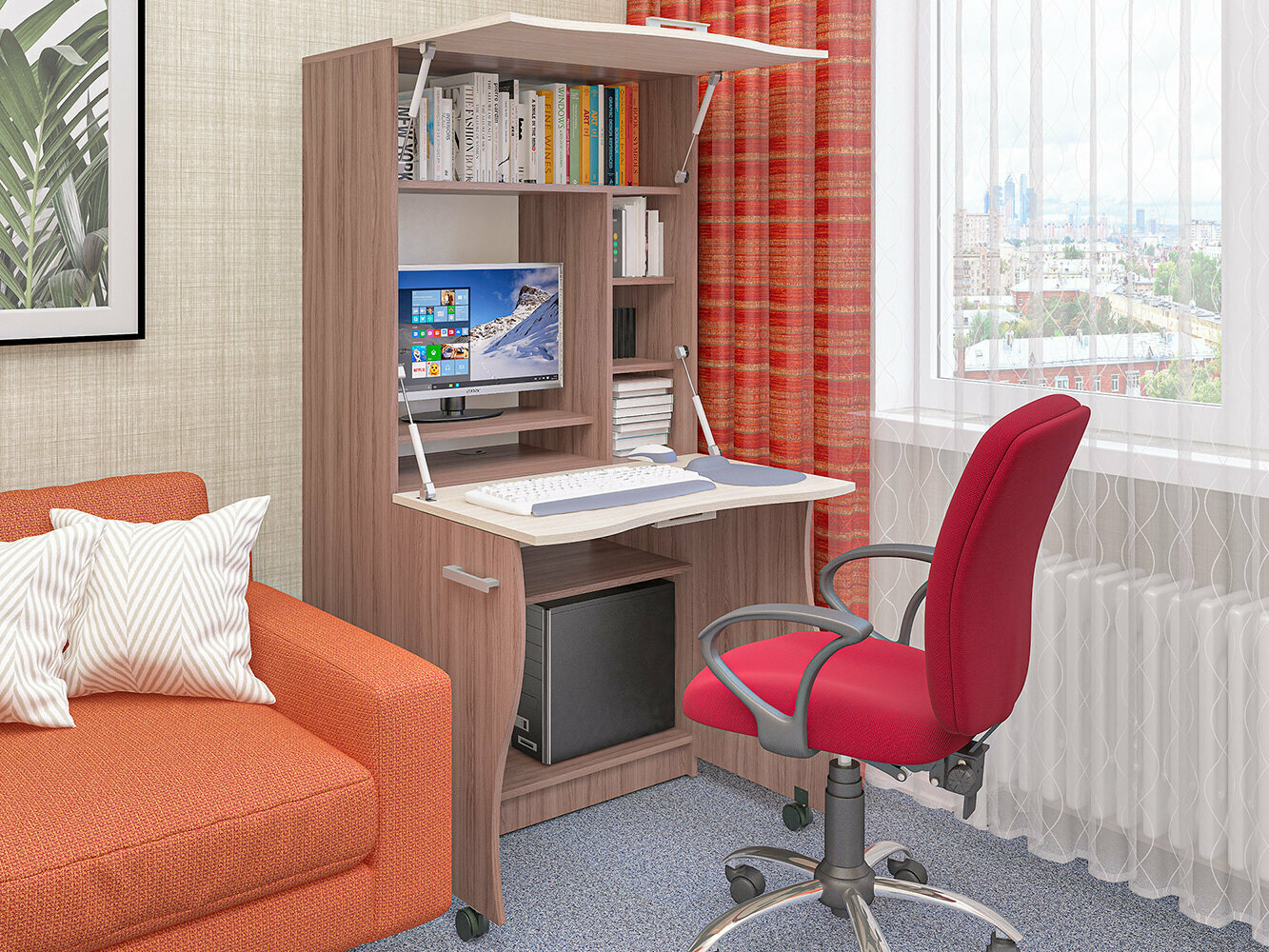 Стол трансформер СК-49 Ясень шимо тёмный / Ясень светлый 80x162x40 см