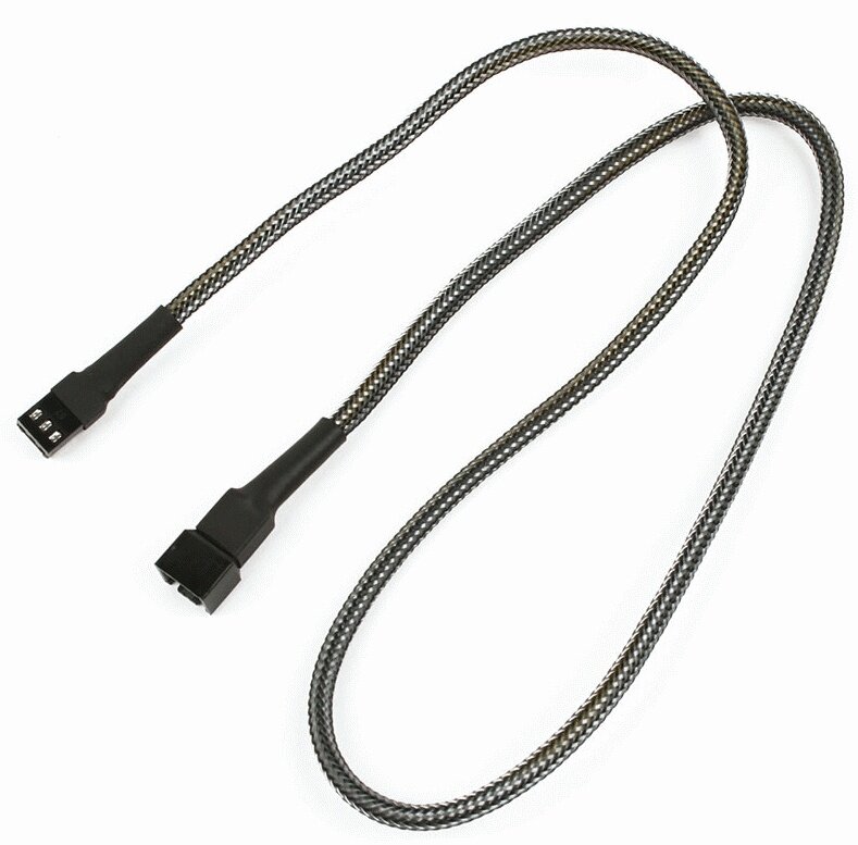 Удлинитель Nanoxia 3-pin, 60см карбон NX3PV60C, 3-контактный в оплётке