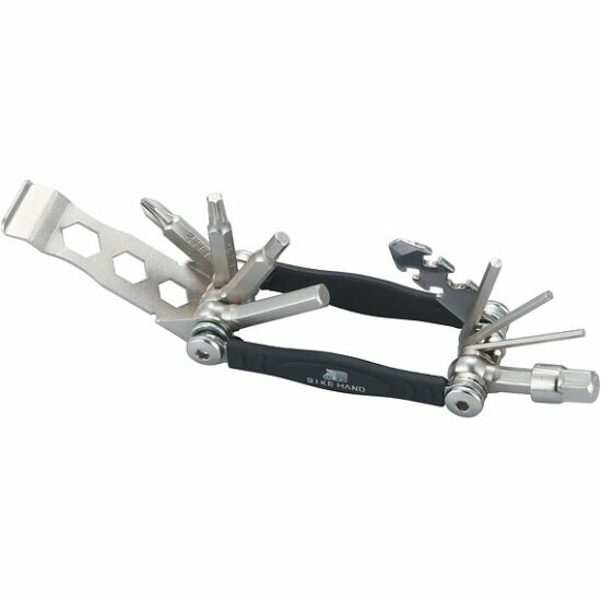 Ключ Bike Hand складной BIKEHAND YC-293, шестигранники 2/2.5/3/4/5/6/8мм, звезда Т25, накидной 8/9/10, ключ для спиц, монтировка, отвертка +