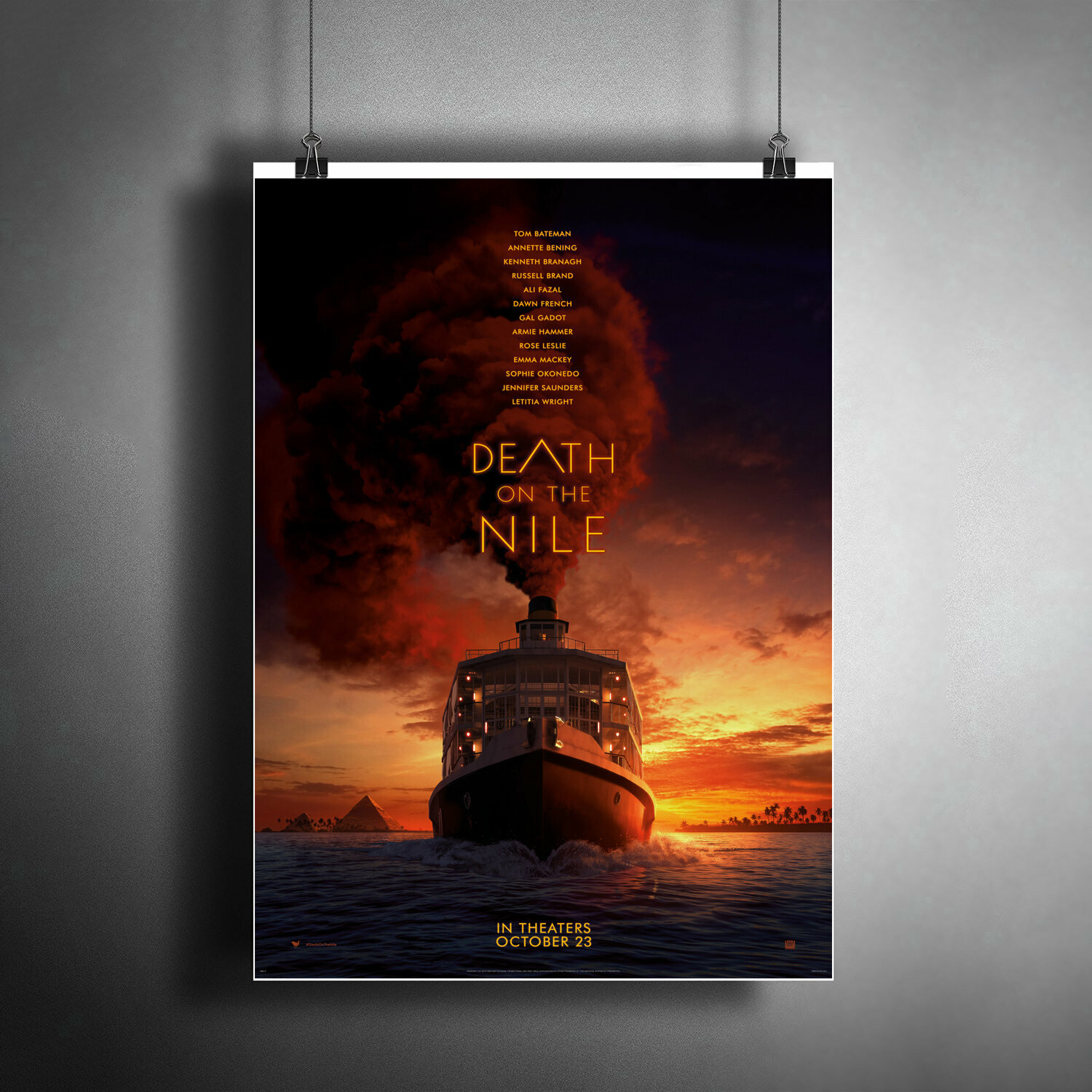 Постер плакат для интерьера "Фильм: Смерть на Ниле. Детектив Death on the Nile" / Декор дома, офиса, комнаты, квартиры A3 (297 x 420 мм)