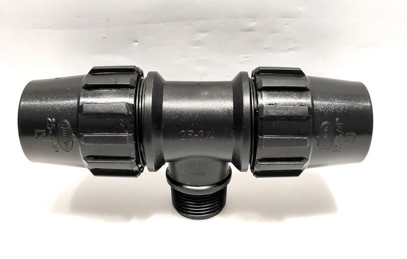 Тройник комбинированный для полиэтиленовой трубы с наружной резьбой 25 х 3/4" Jimten