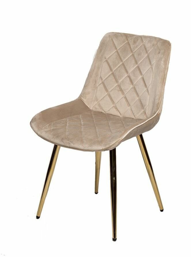 Стул B-trade Лаура BEIGE (UF910-01)/GOLD (бархат) Размеры: Высота 870мм Глубина 600мм Ширина 520мм