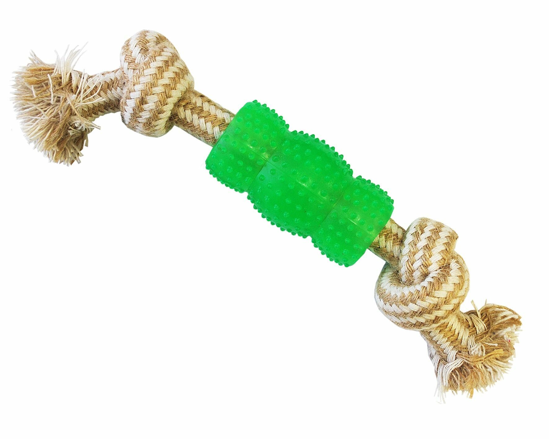 Игрушка N1 Грейфер джутовый с двумя узлами и игрушкой для собак ГР027, 23см