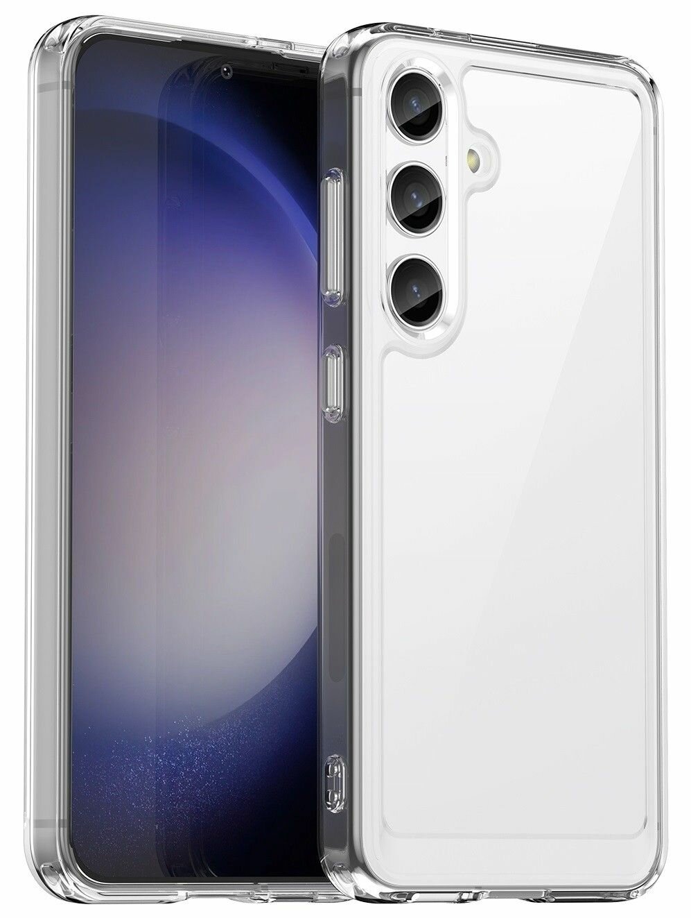 Чехол на Samsung Galaxy S24 пластиковый с силиконовой окантовкой прозрачный