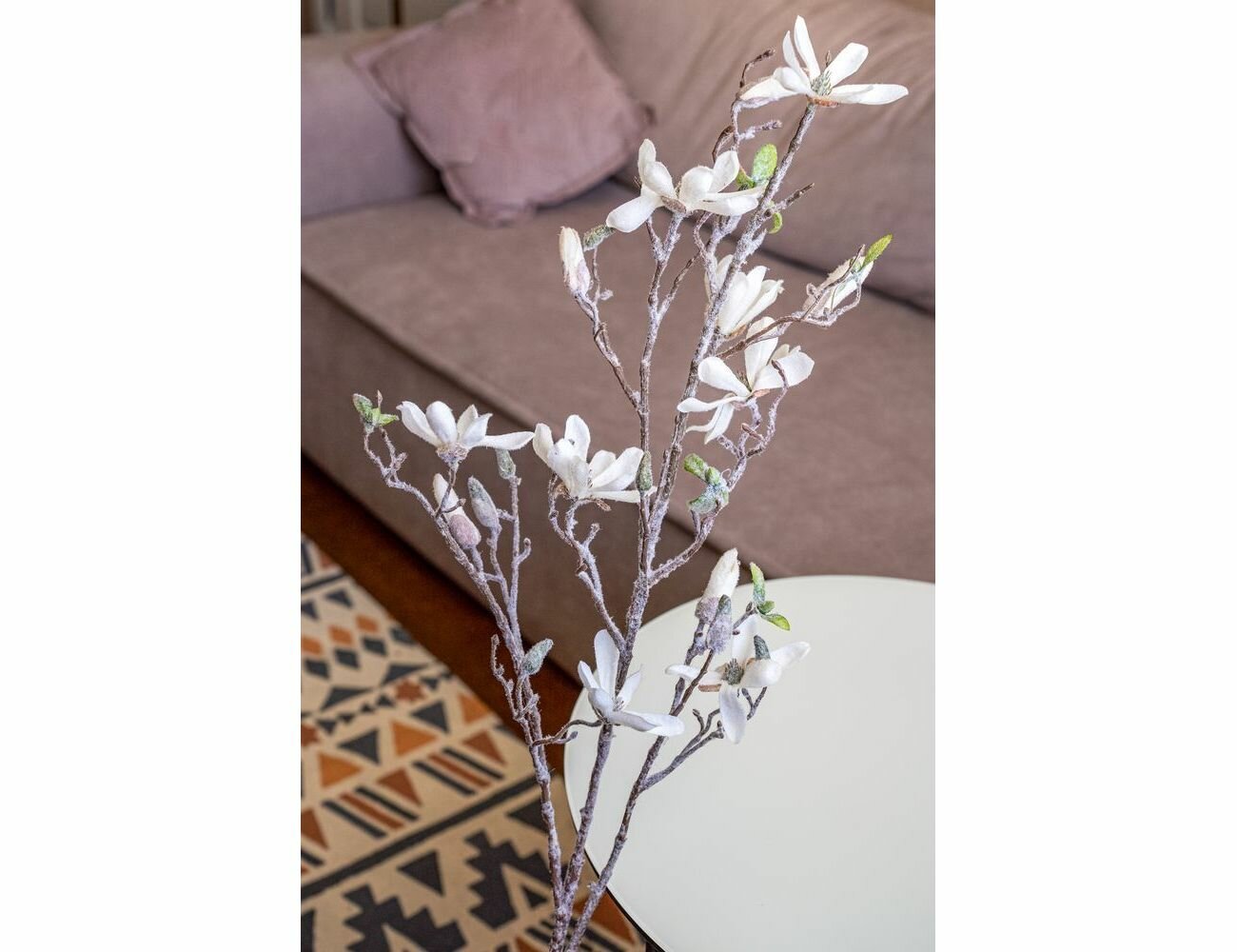 Декоративная ветка магнолия В снегу, текстиль, 114 см, Kaemingk 629102