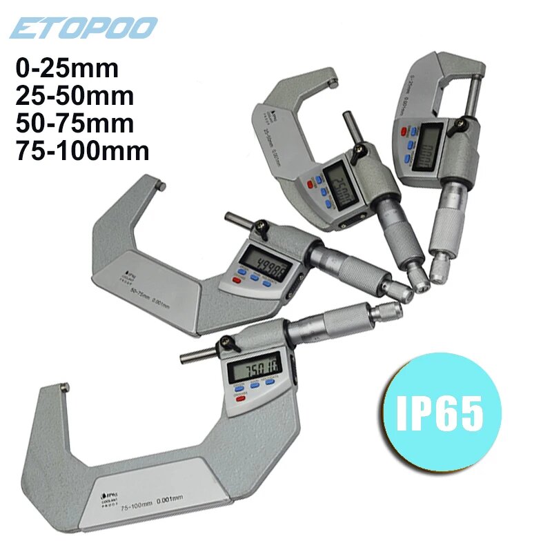 Цифровой микрометр ET MEASURE 0-100 мм 0,001 мм 75-100 мм