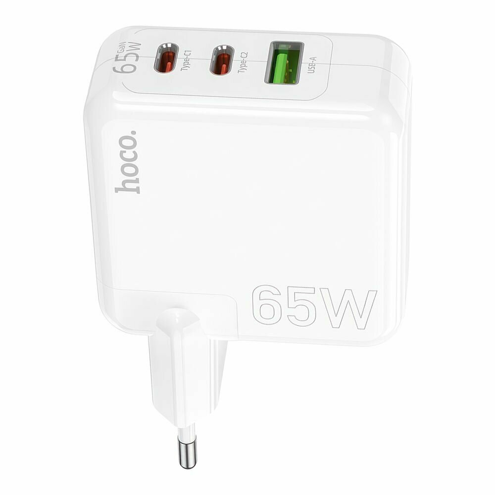 СЗУ HOCO C115A 1xUSB, 2xUSB-C, 3А, PD65W, QC3.0, GaN (белый)