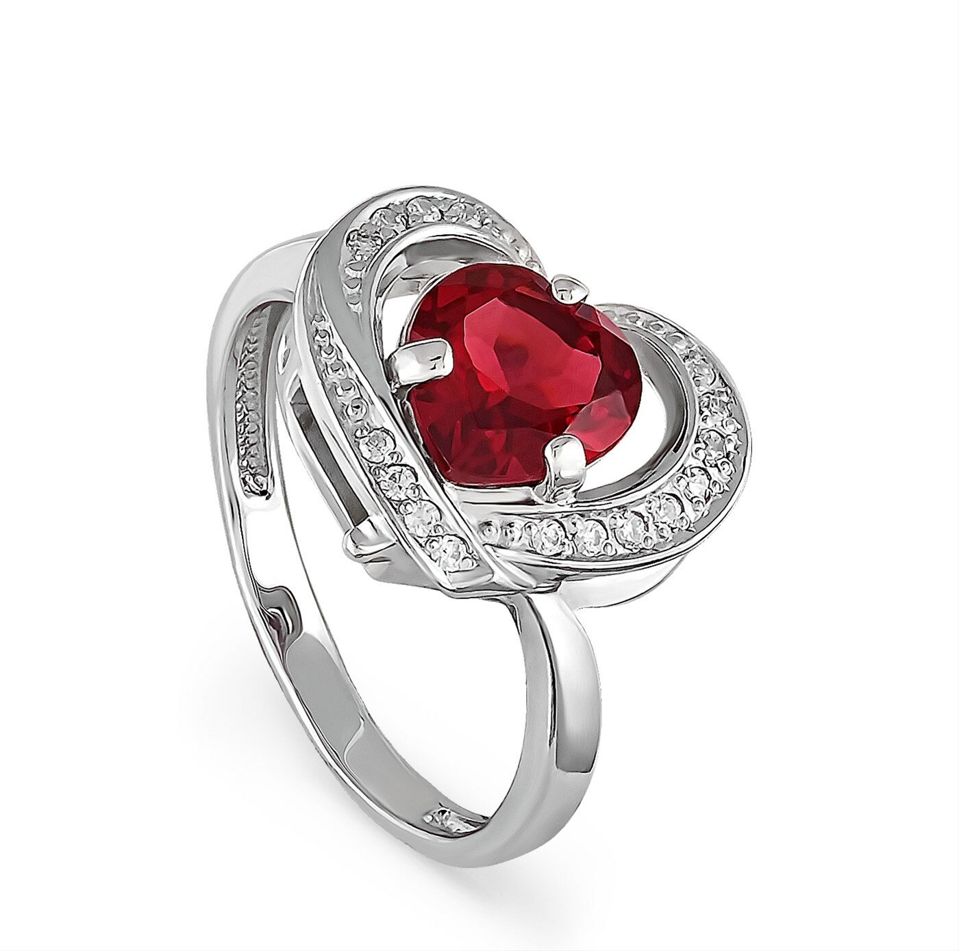 Кольцо, серебро, 925 проба, родолит