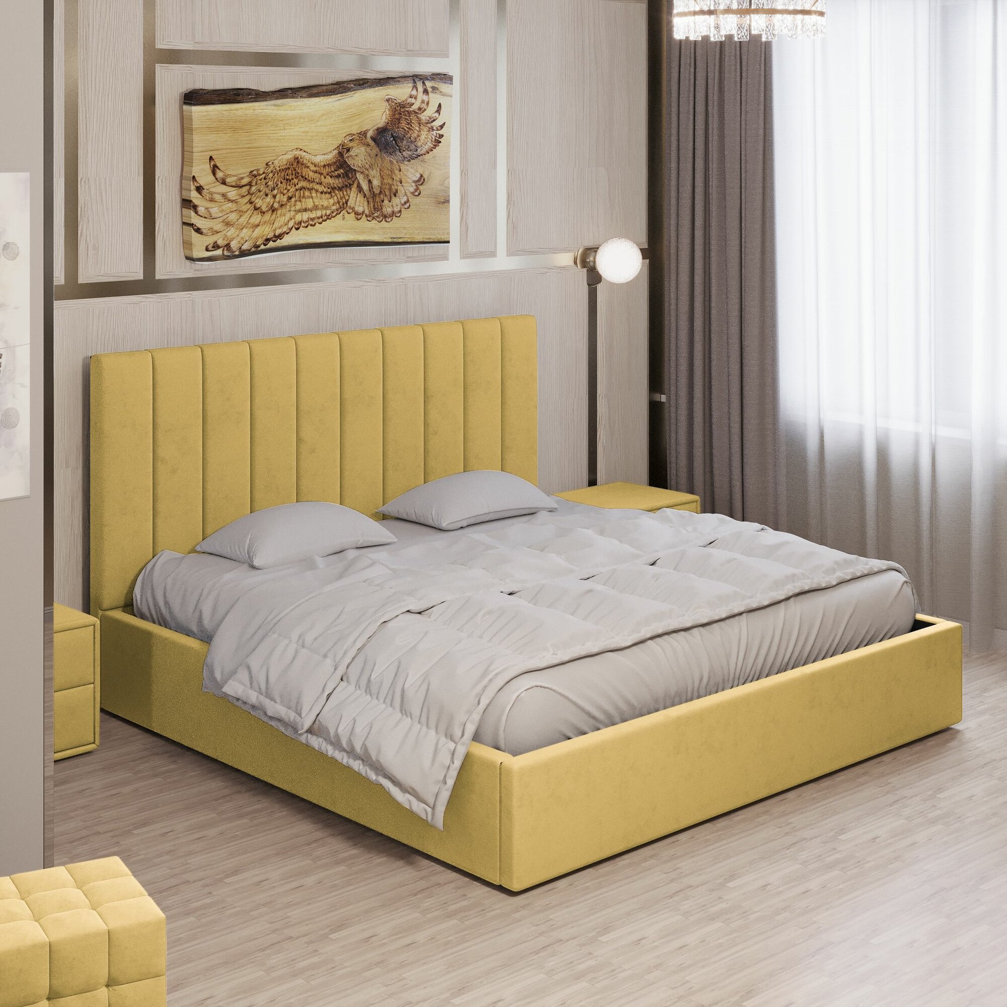 Двуспальная кровать 180х200 Милан мини (2024), с подъёмным механизмом, фабрика Микс-Интерьер (Россия)