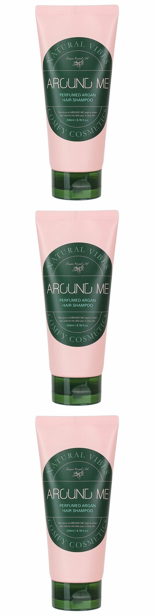 WELCOS Шампунь для волос Around Me Perfumed Argan Hair Shampoo, парфюмированный, с экстрактом арганы, 200 мл, 3 шт.