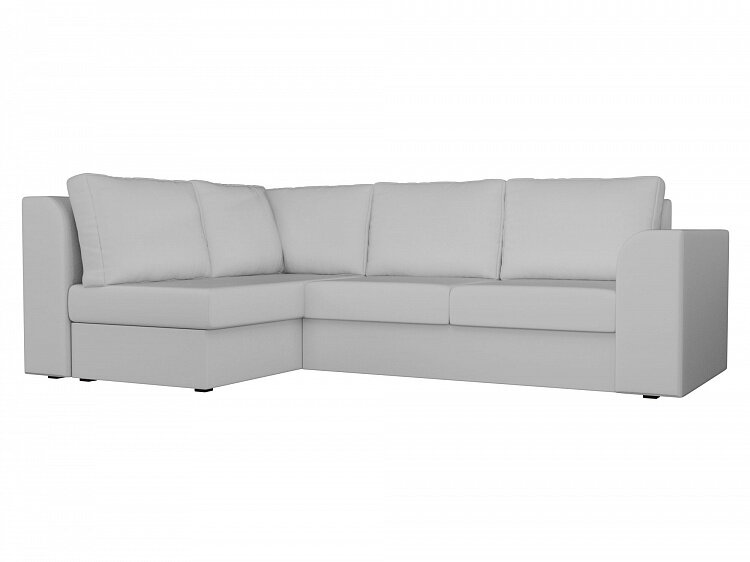 Угловой диван Пауэр Белый Экокожа, дельфин, 274х160х81 см, с ящиком для белья