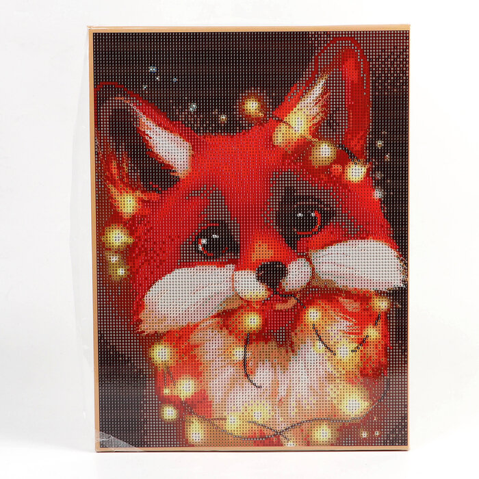 Алмазная мозаика полное заполнение "Лисенок", на раме 30*40 см