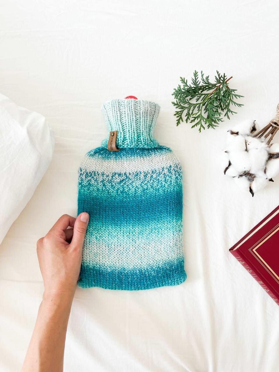 Грелка в вязаном чехле Синий иней