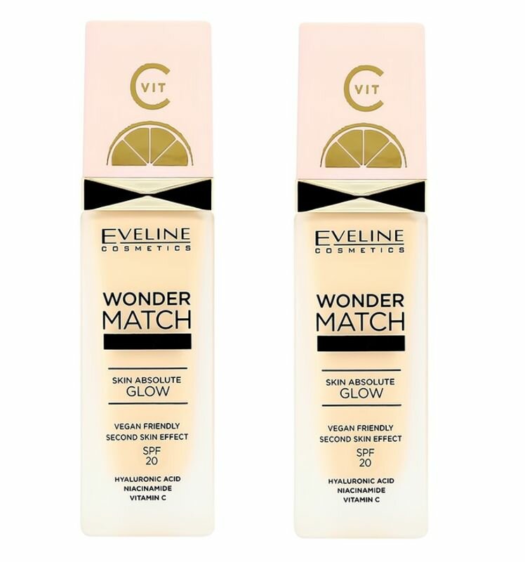 EVELINE Тональная основа Wonder Match Lumi, тон № 20 Nude, 30 мл - 2 штуки