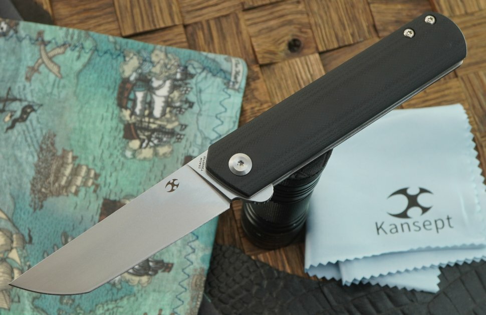 Складной нож Kansept Knives Foosa, сталь 154CM, SW, рукоять черный G-10