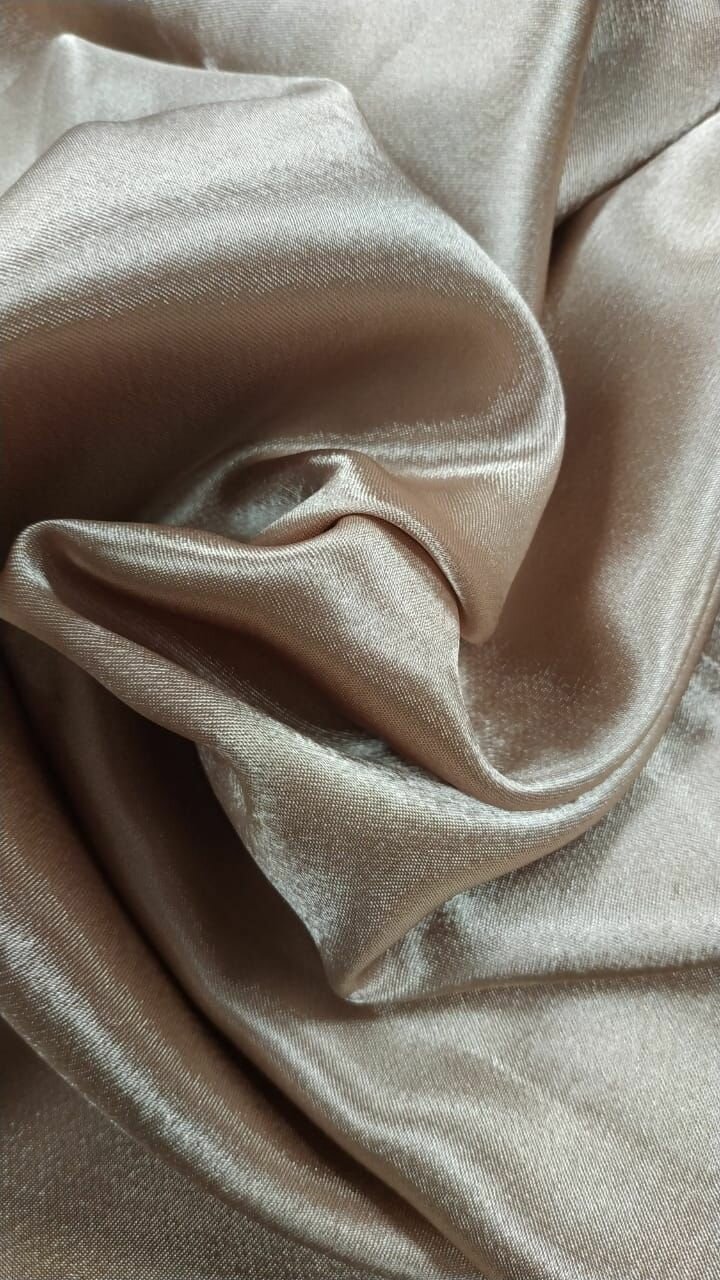 Ткань для шитья, Креп-сатин какао, отрез 1 м, ширина 150 см