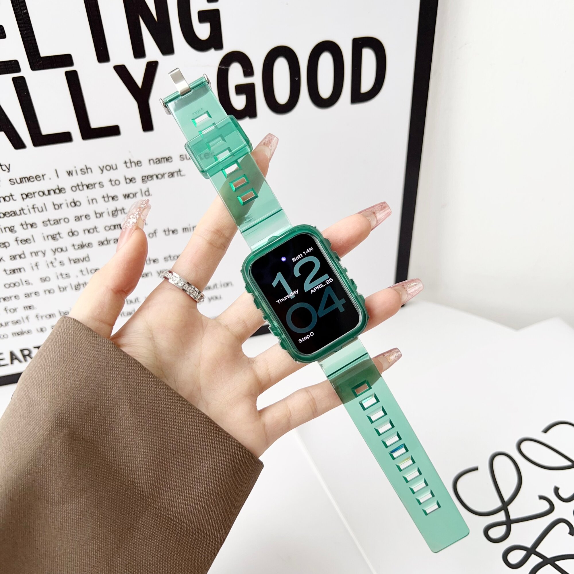 Прозрачный ремешок для Xiaomi Mi Band 8 Pro, зеленый