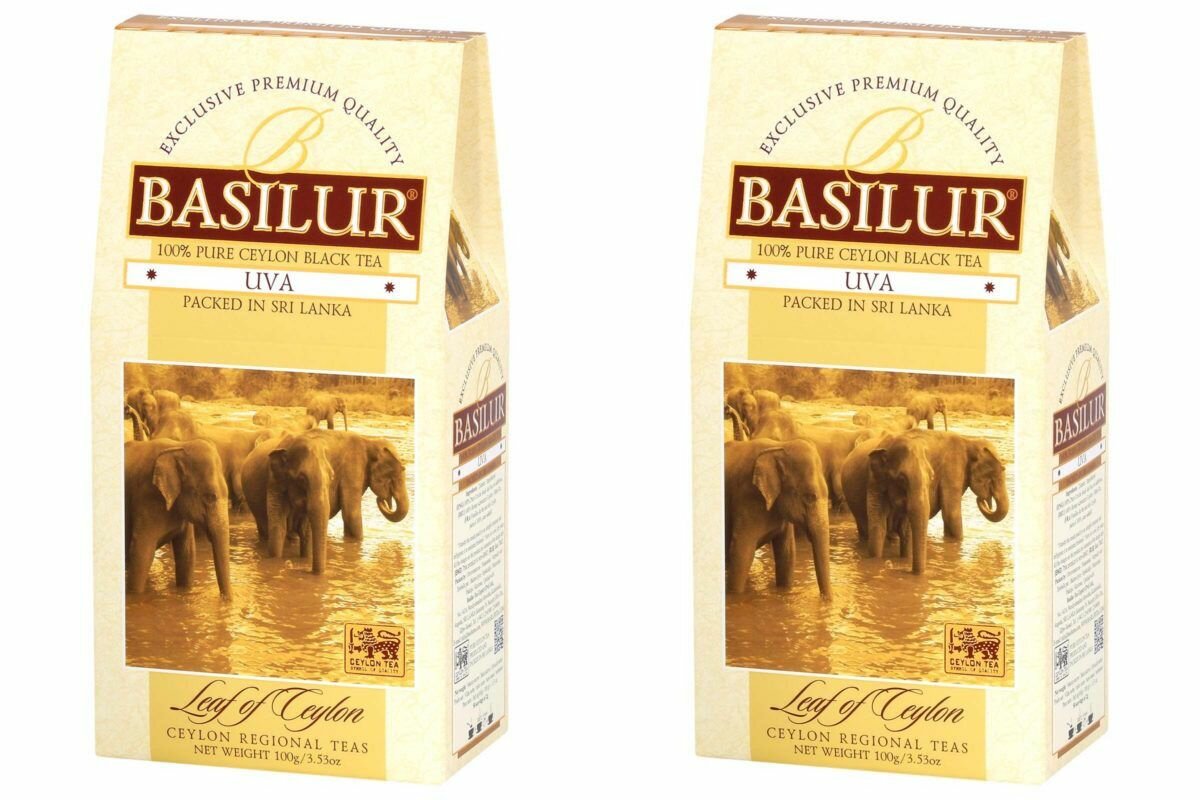 Basilur Чай черный листовой , лист цейлона ува, 100 г, 2 уп.