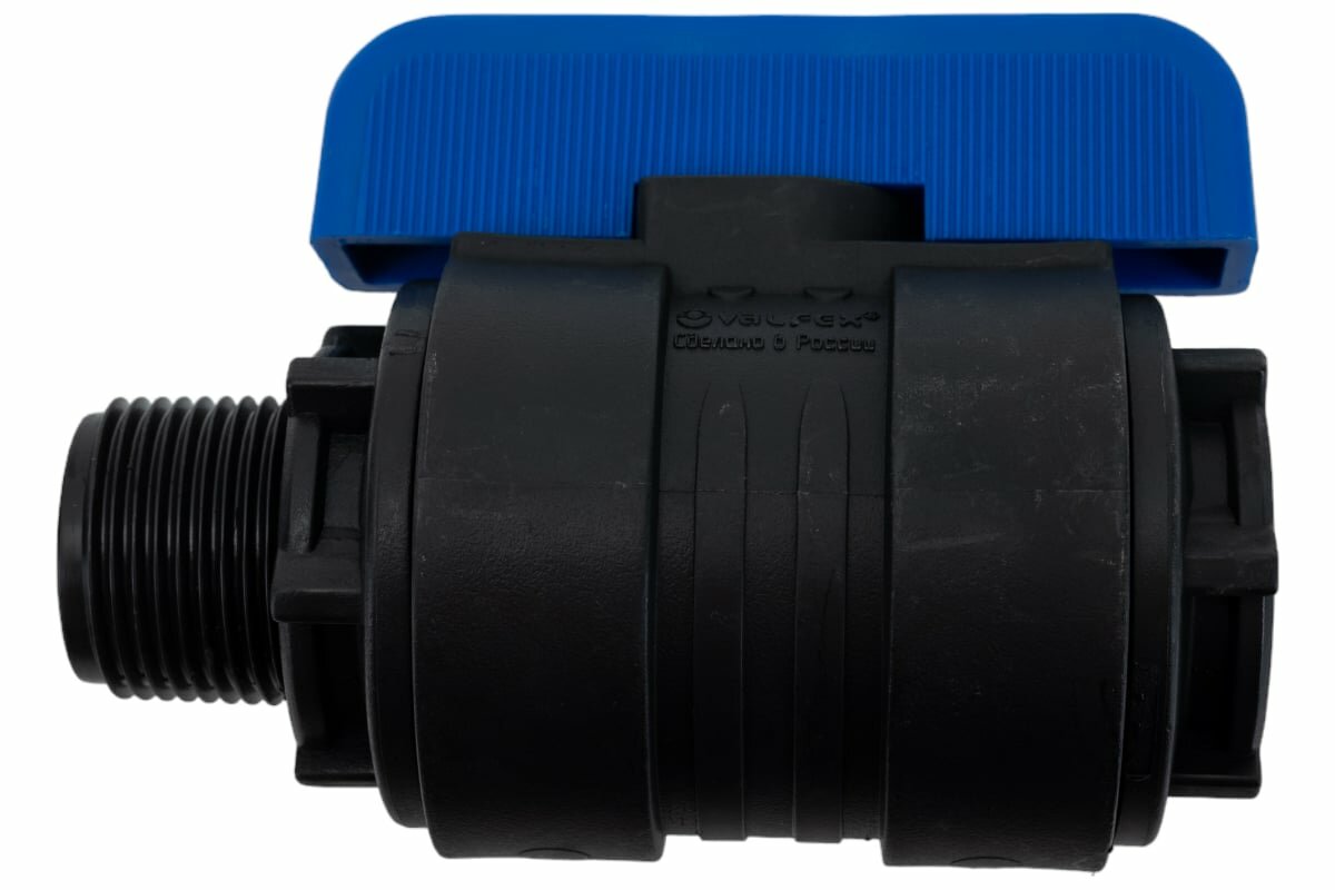 VALFEX компрессионный шаровой кран ПНД НР/ВН резьба разборный 3/4'-1/2' Ду16