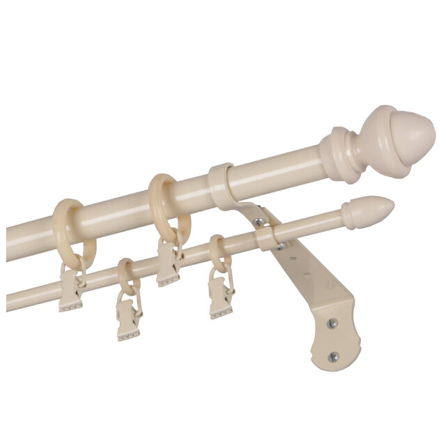 Classic карниз круглый 2-рядный, 250 см, диаметр 20/10 мм, бежевый металл, для штор