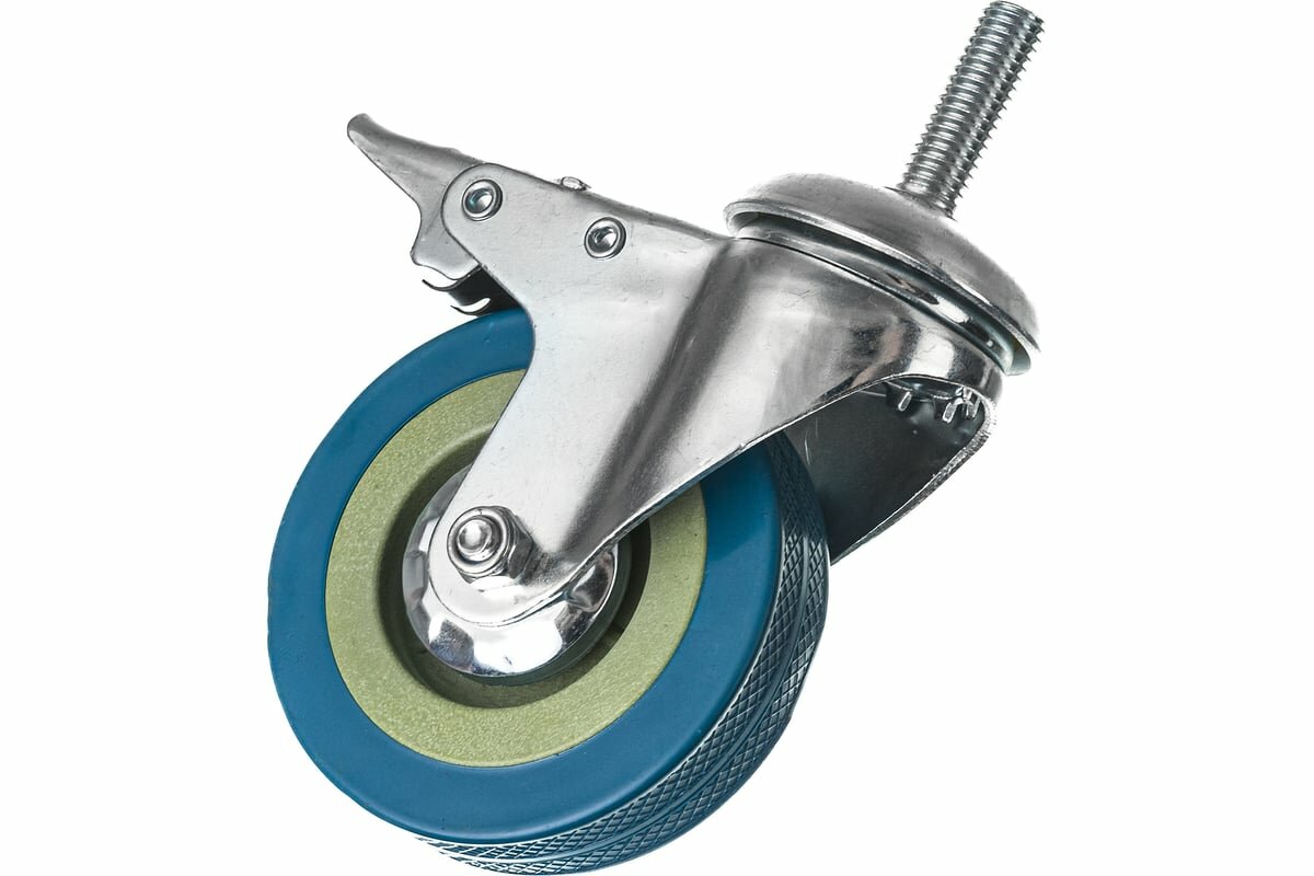 MFK-TORG SCTGB93Д 75 мм колесо из серой резины с креплением болтом М10 и тормозом 3064075