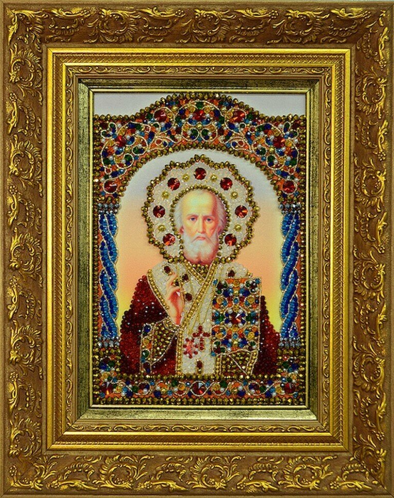 Набор для вышивания Хрустальные грани #И-4 Образ Святого Николая Чудотворца, Вышивка бисером, 17.5 х 25 см