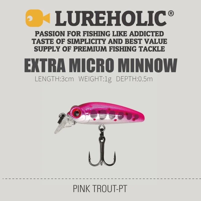 LUREHOLIC Extra Micro Minnow Pink Trout-PT, 3см, 1г