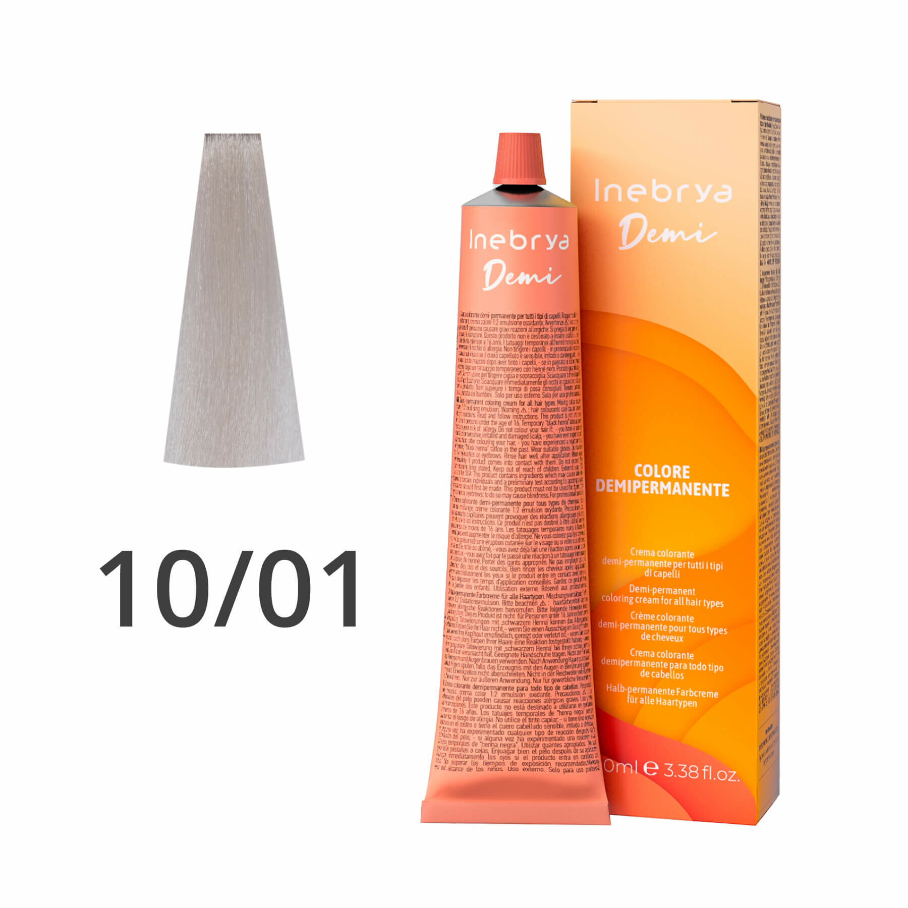 Крем - краска для тонирования волос профессиональная без аммиака Inebrya Toner Demi Permanent 10/01 Светлый блонд Натуральный пепельный, 100 мл