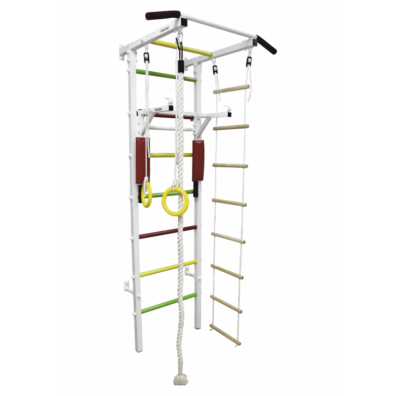 Детская шведская стенка домашний спортивный комплекс с брусьями, турником, лесенкой, кольцами и канатом