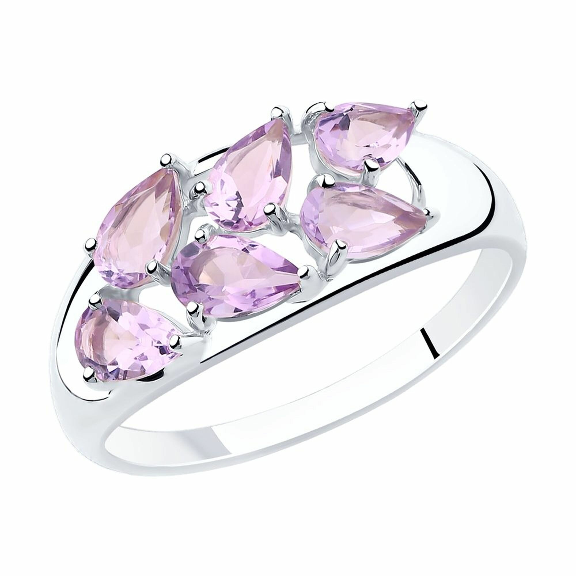 Кольцо, серебро, 925 проба, родирование, аметист