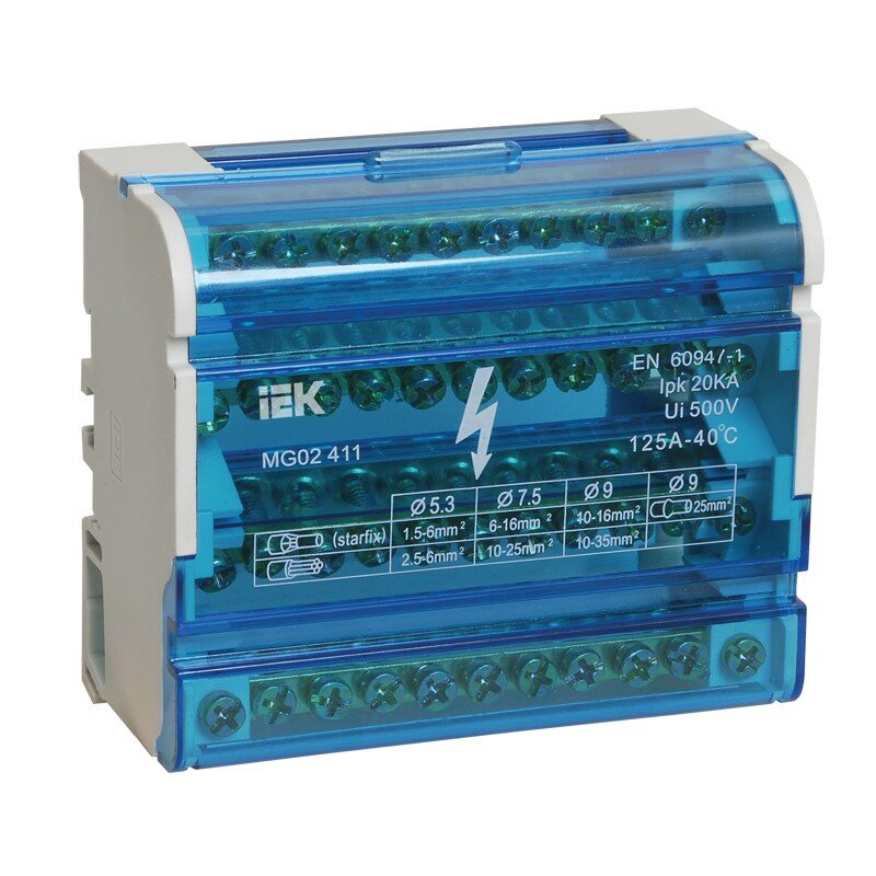 Шины на DIN-рейку в корпусе (кросс-модуль) ШНК 4х11 3L+PEN IEK, цена за 1 шт