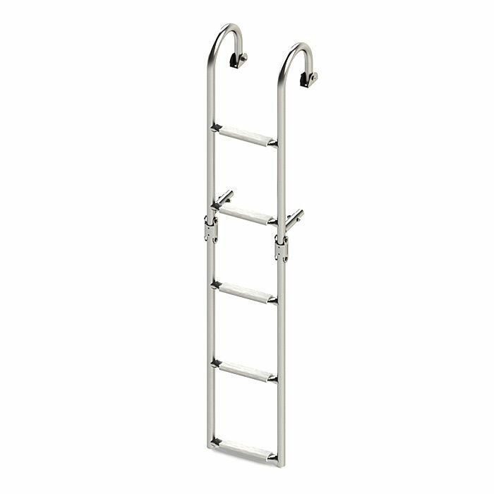 Трап складной с горизонтальным креплением, 5 белых ступени (ширина 220 мм.) (10269438)