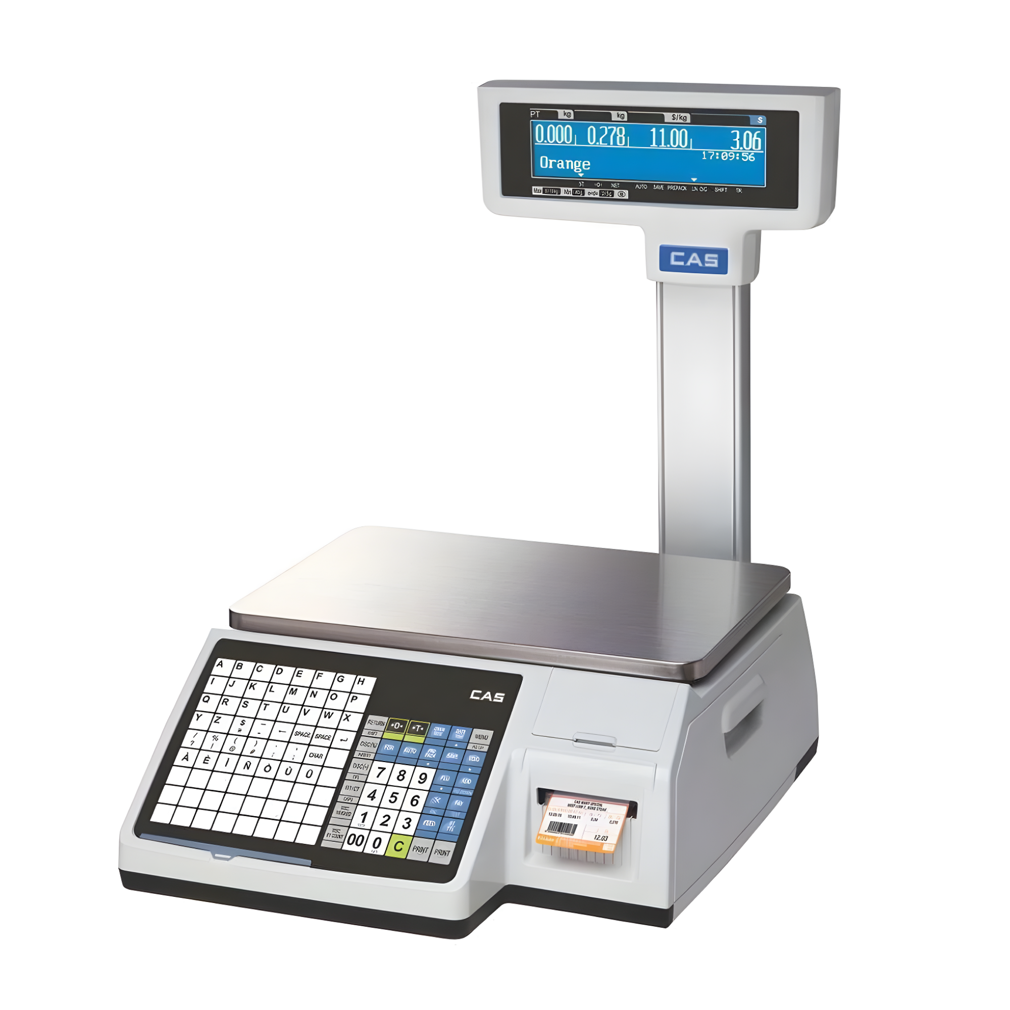 Весы торговые электронные CAS CL3000-15P TCP-IP со стойкой, память на 10000 товаров, Ethernet, 410x500x536 мм