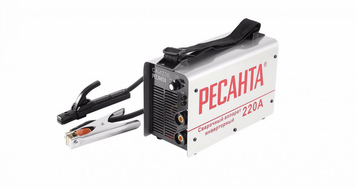 Сварочный инвертор РЕСАНТА "САИ 220", MMA, мощность 7,8 кВ·А, 140-260 В, 4 кг