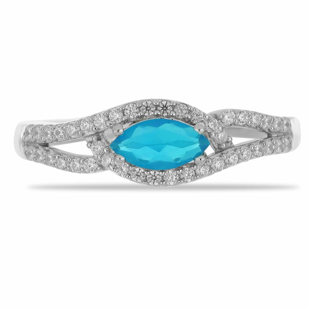 Кольцо, серебро, 925 проба, родирование, фианит, опал