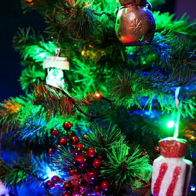 Гирлянда "Твинкл Лайт" 10м, зеленый ПВХ, 80 диодов, цвет мульти