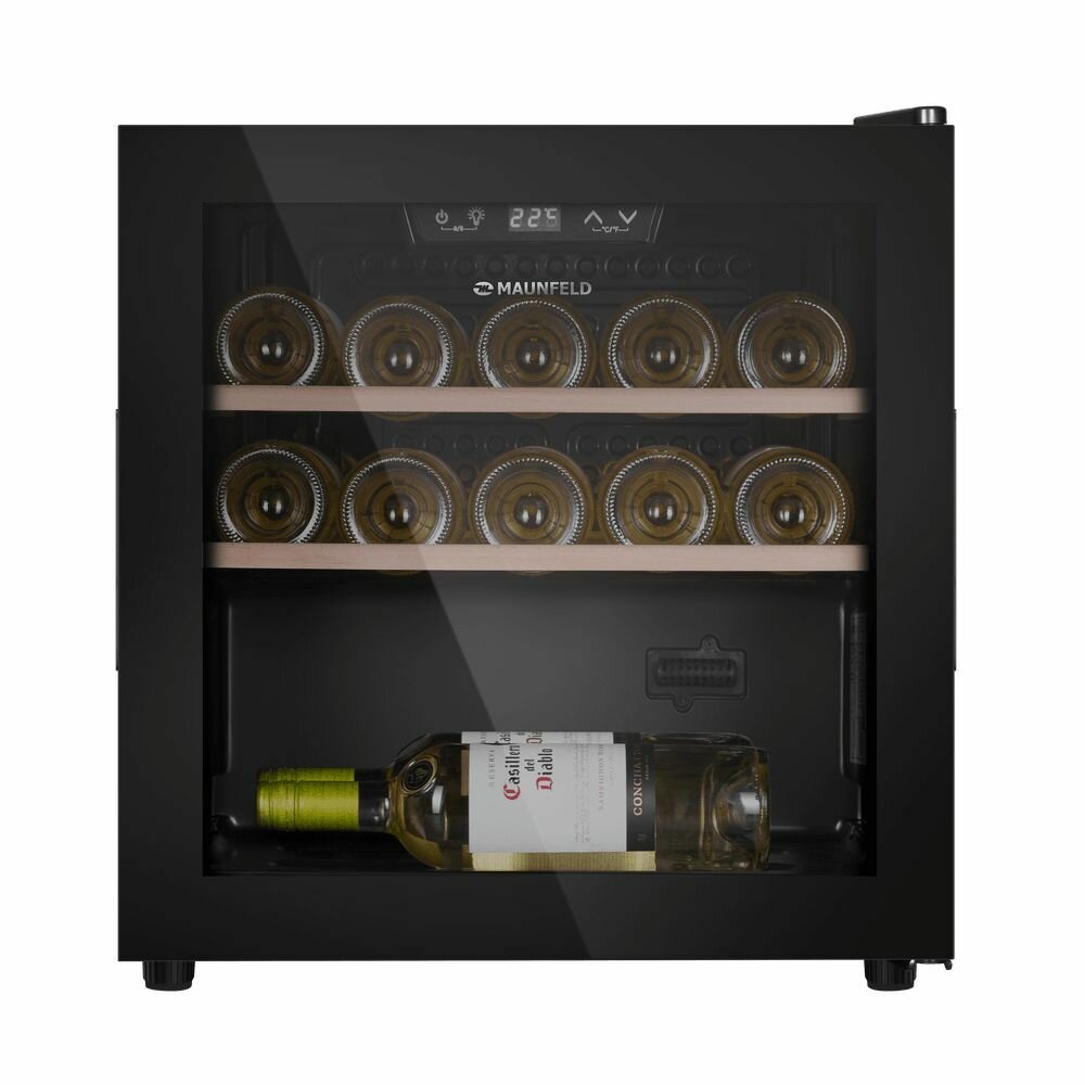 Винный шкаф MAUNFELD MFWC-40S14, черный, 40л, 14бутылок, дисплей, стекло