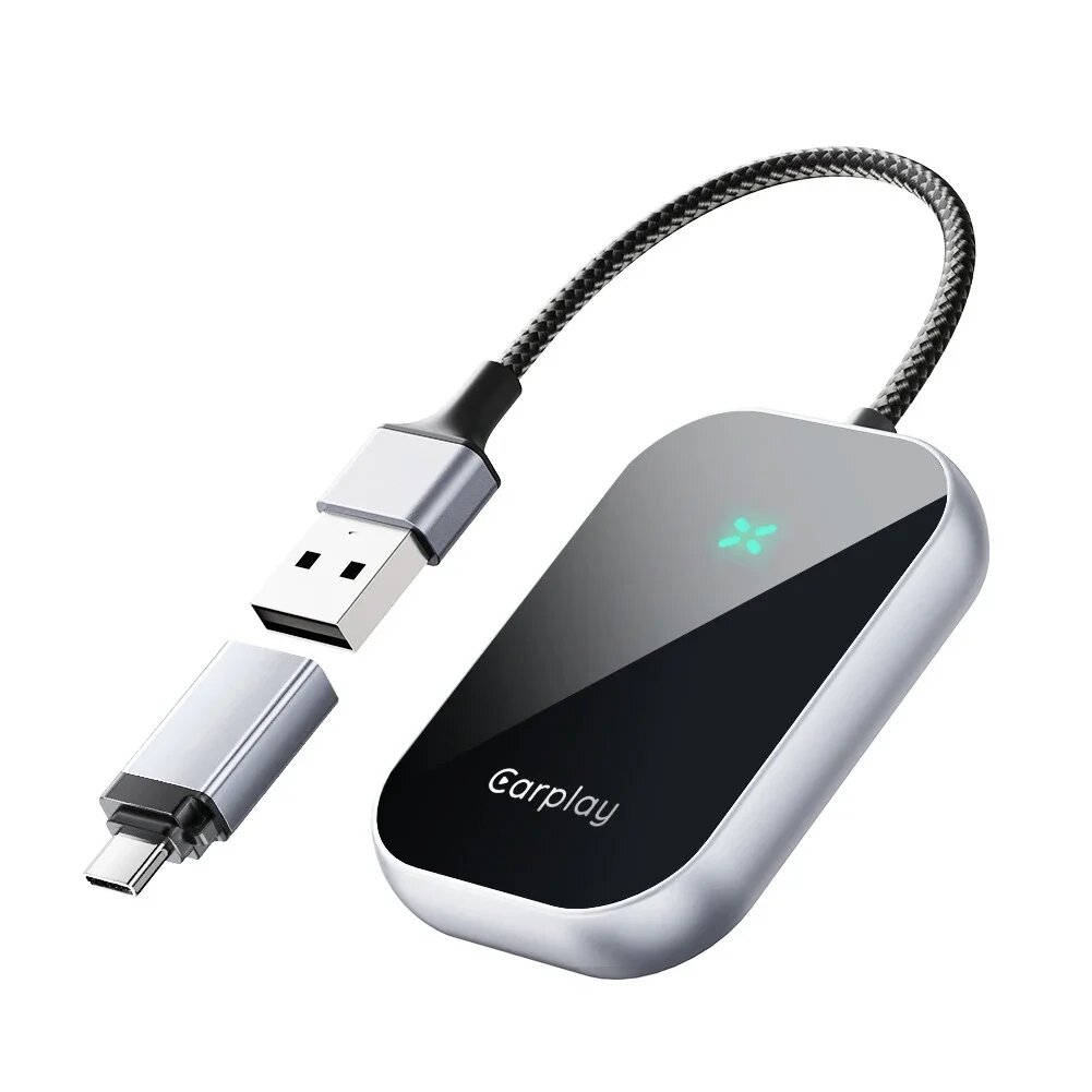 2 в 1 CarPlay беспроводной адаптер Smart CarPlay Box для Apple IOS Android автомобильный дисплей Plug & Play Bluetooth WiFi подключение автомобиля Black