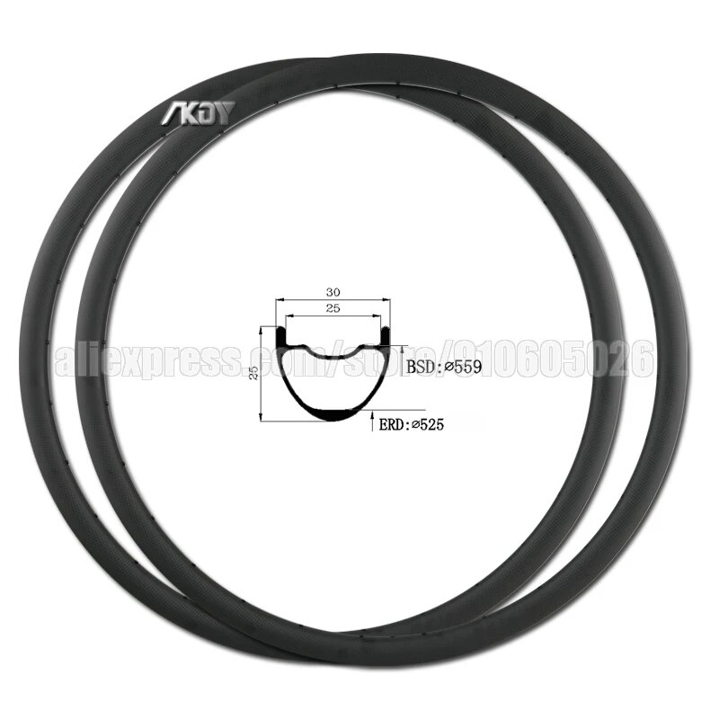 Углеродный обод для горного велосипеда 26", 25 мм, 30 мм ширины 28-28H