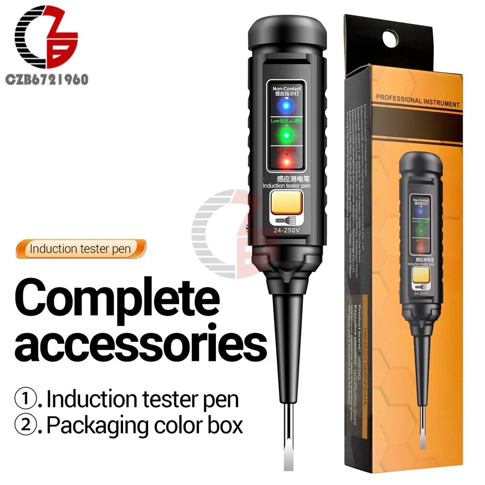 Бесконтактный тестер напряжения AC24-250V, ручка с тремя датчиками освещенности, звуковой сигнал, электрическая отвертка, тест-карандаш, тестер напряжения