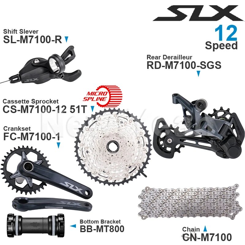 SHIMANO SLX M7100 12-скоростной групповой набор 175 мм, Groupset(CS51T MT800