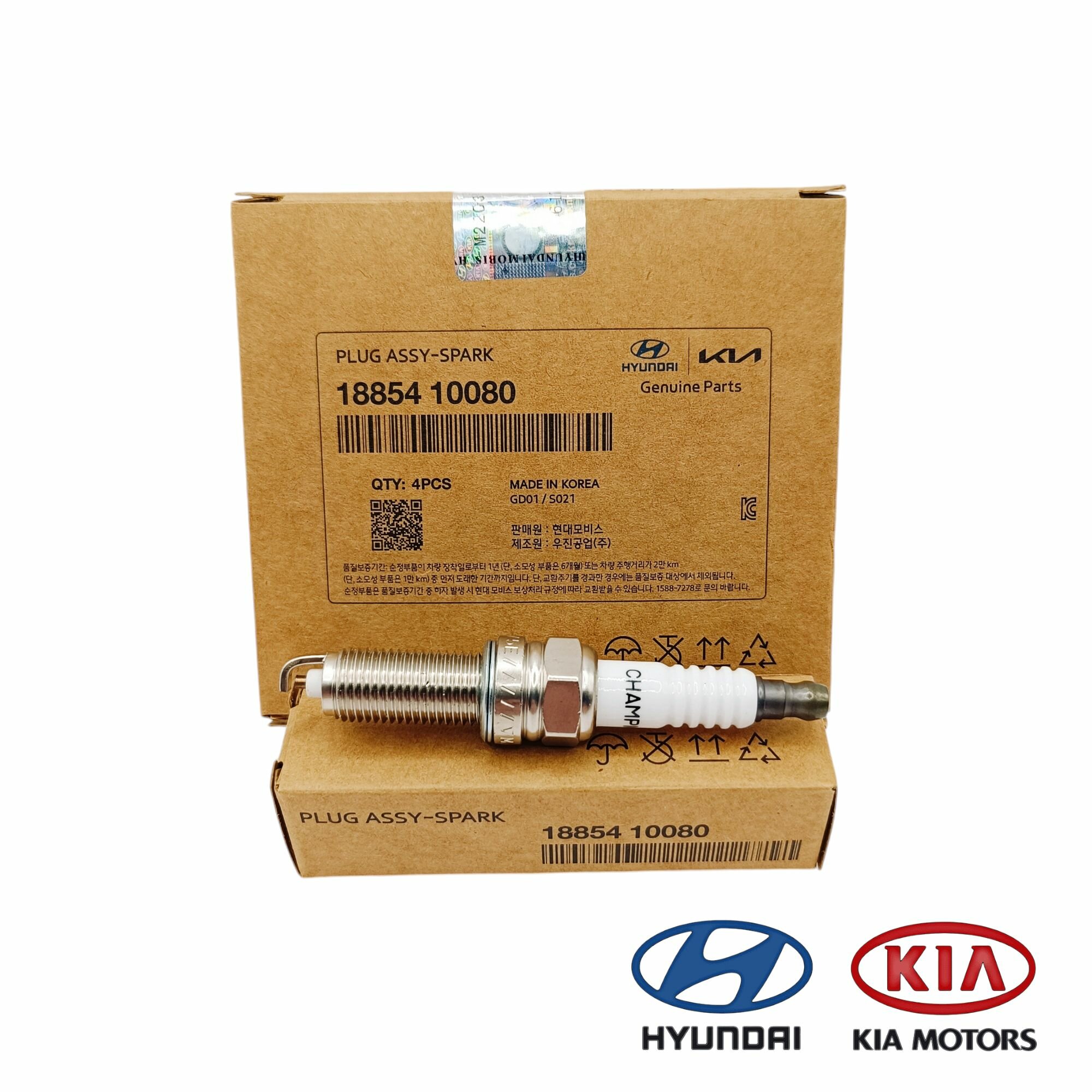 Свечи зажигания 4 шт. 1885410080 Hyundai-Kia Solaris Creta i30 Ceed Cerato Rio Soul Spectra