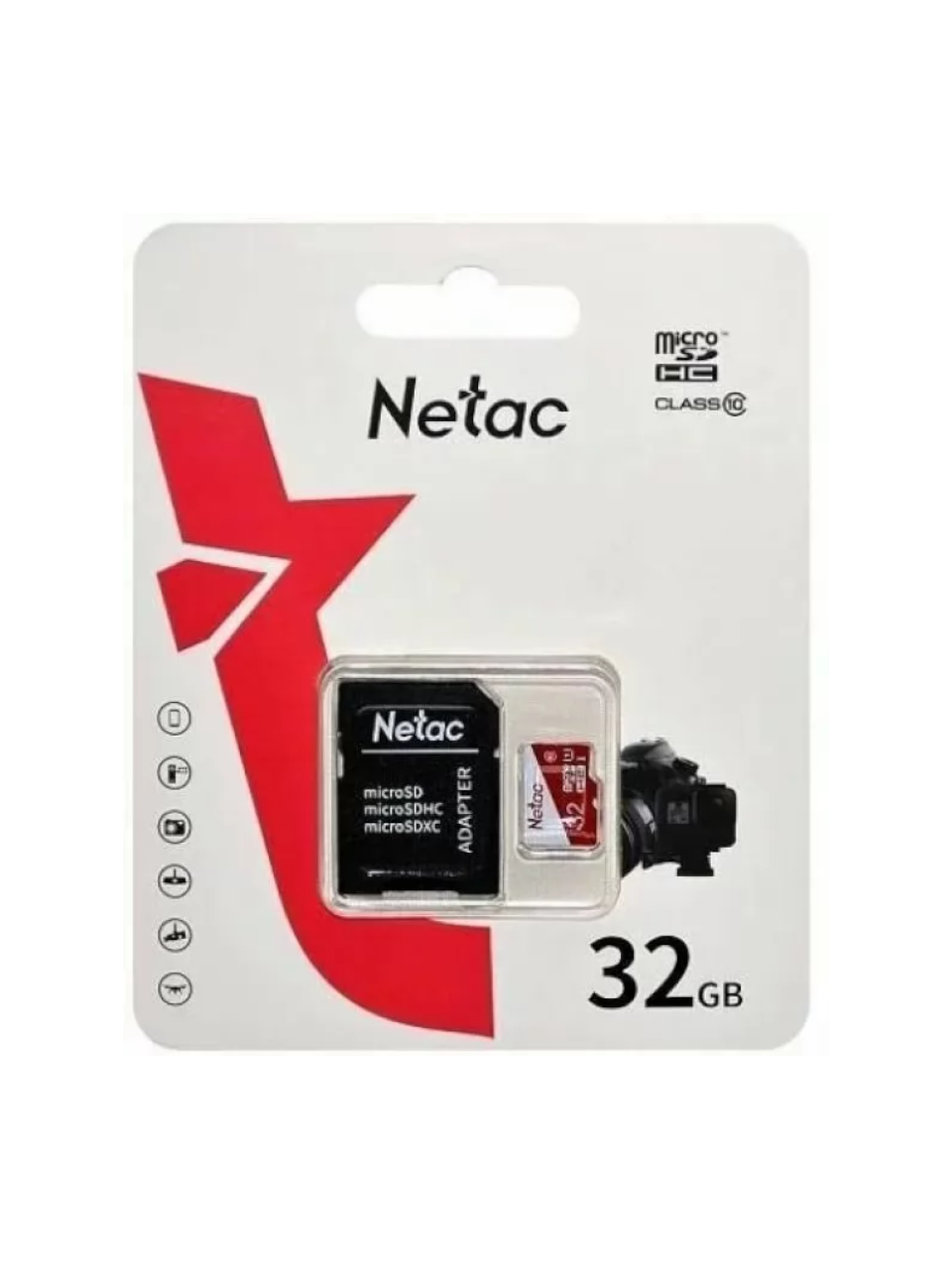 Карта памяти Netac P500 ECO, V10, Class 10, 32GB, micro SDHC, чёрная